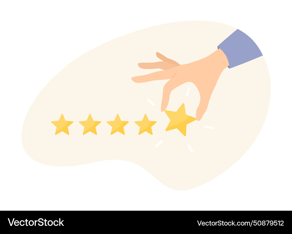 Hand giving five star rating isolated on white Vector Image