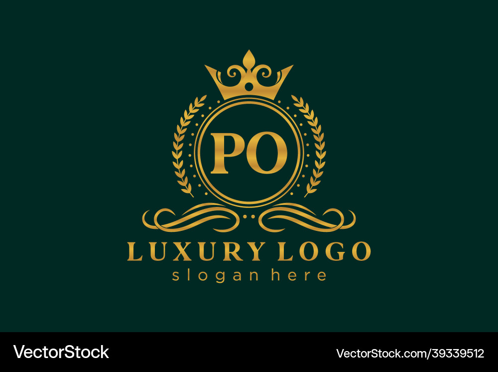 Initial po letter royal luxury logo template Vector Image