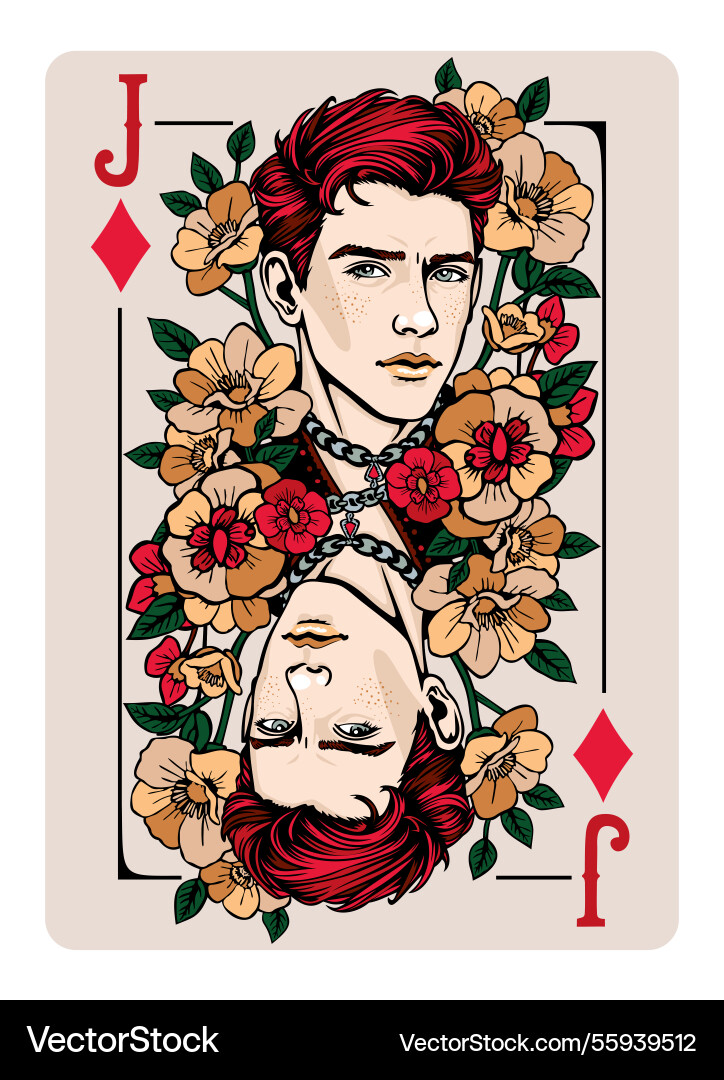 Jack of diamonds playing card Royalty Free Vector Image