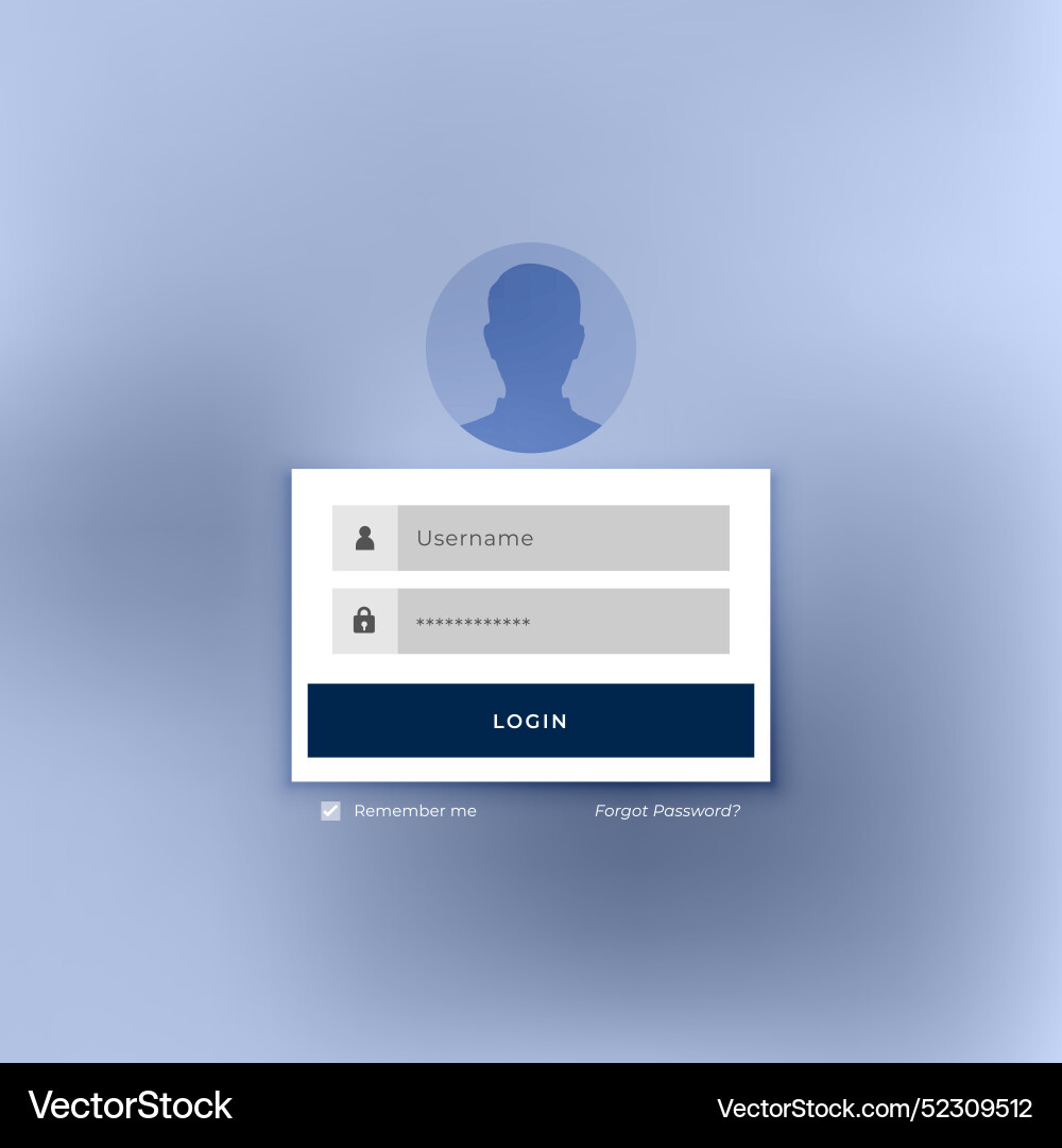 Modern application login form template for web Vector Image