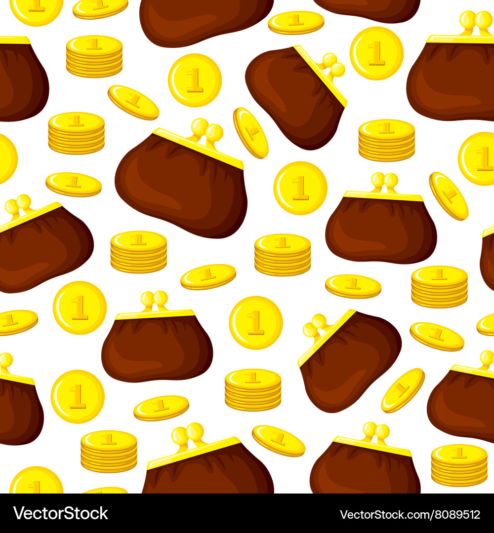 Retro Coins Purse Pattern Royalty Free Vector Image