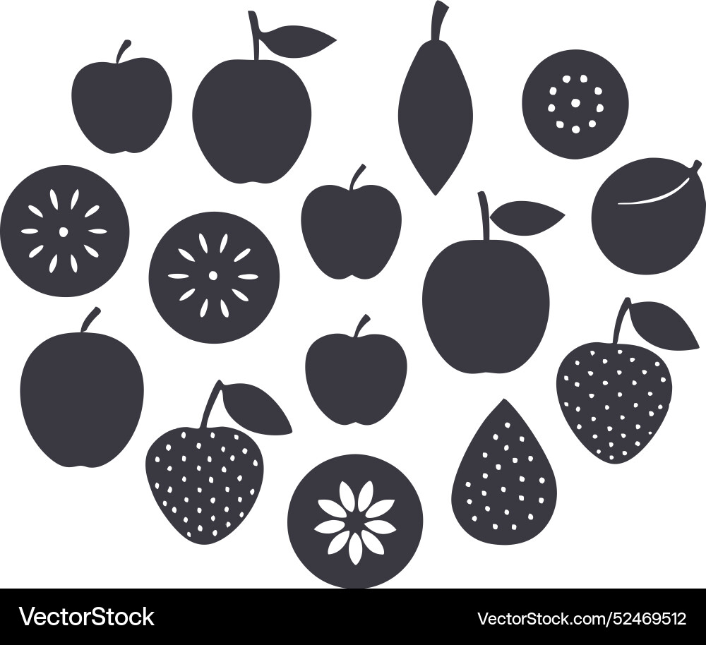 Set of healthy fruit Royalty Free Vector Image
