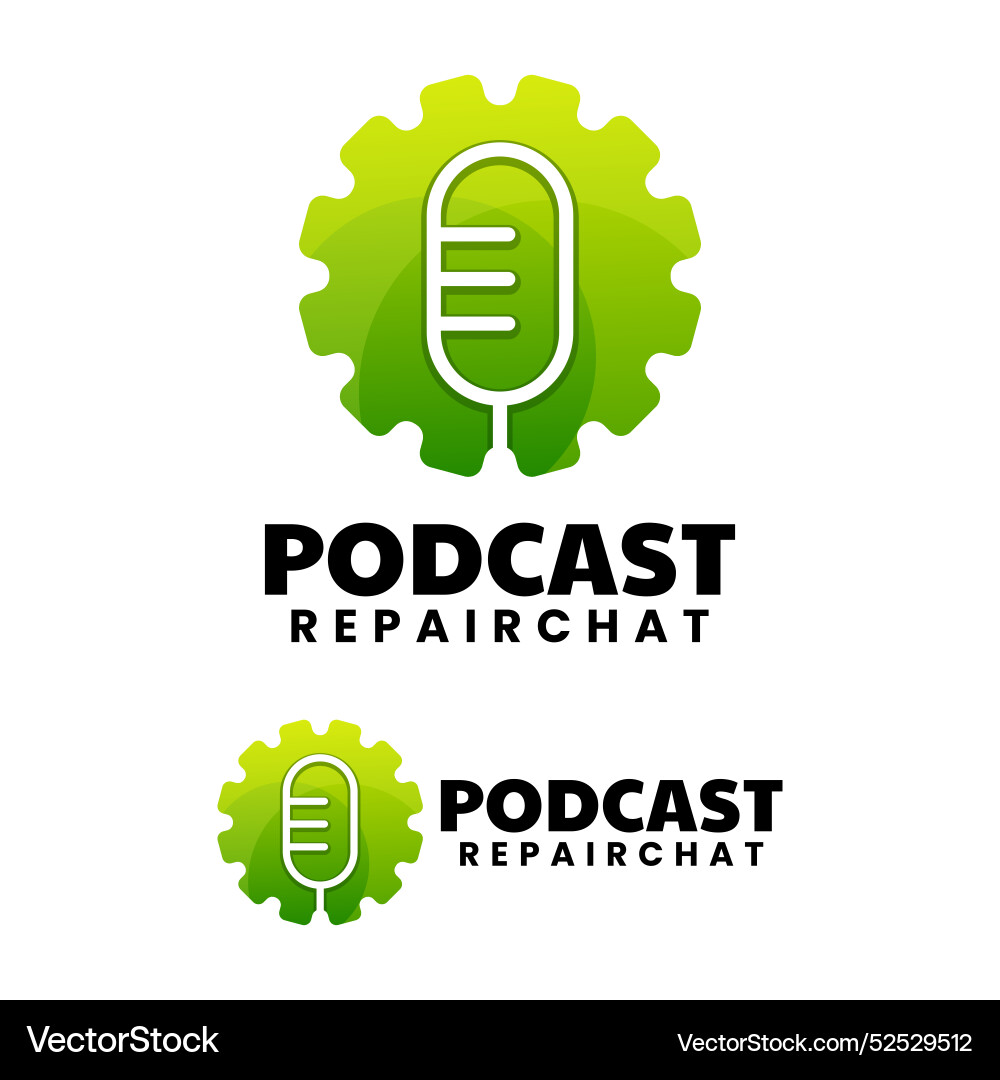 Setting podcast logo design Royalty Free Vector Image