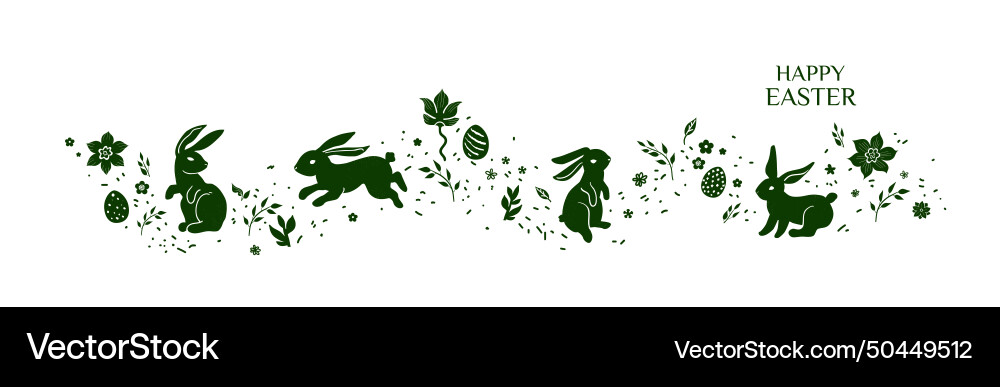 Spring bunnies banner Royalty Free Vector Image