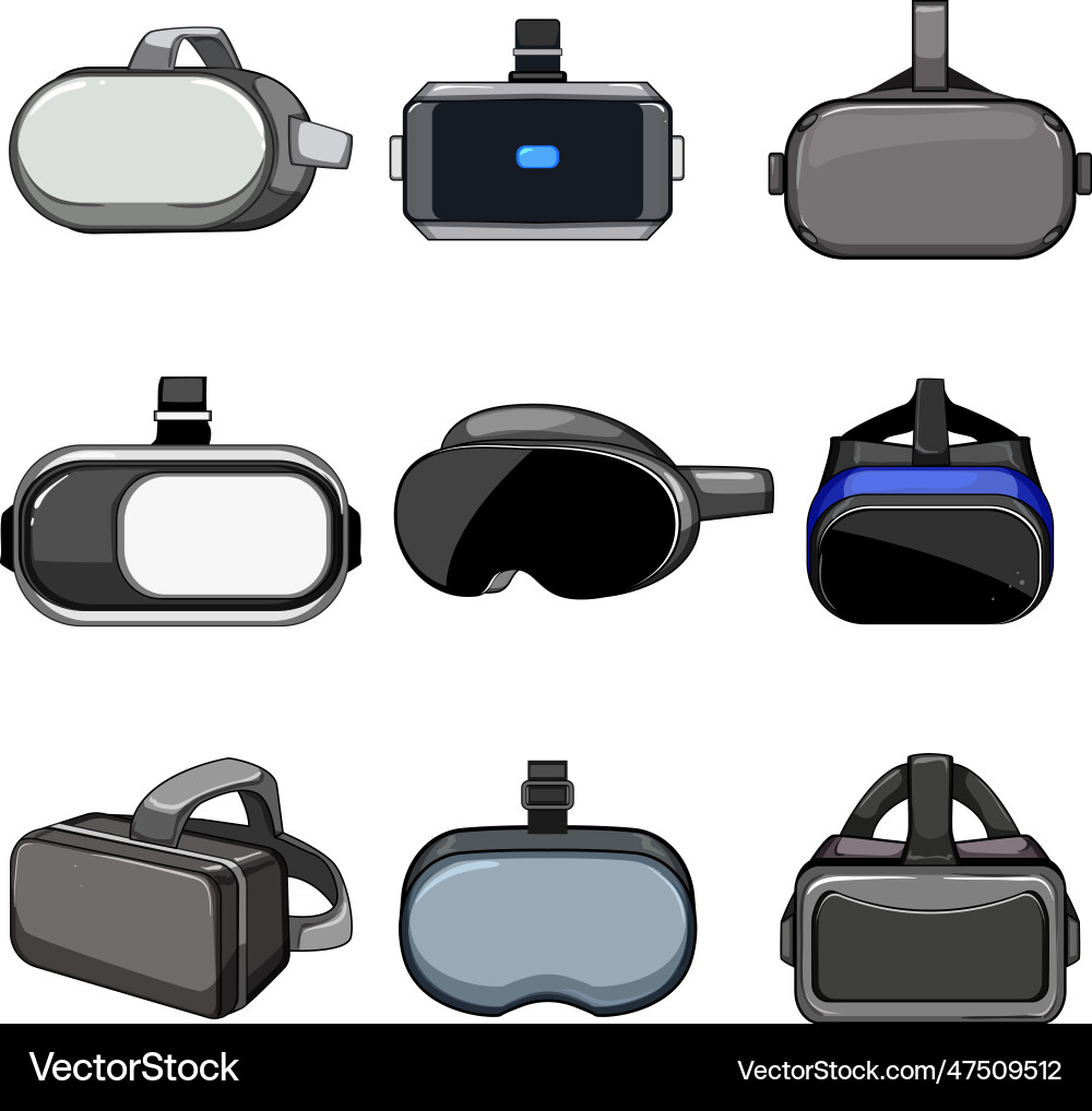 Vr glasses set cartoon Royalty Free Vector Image