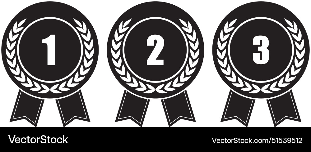Winner medal first to third first second third Vector Image