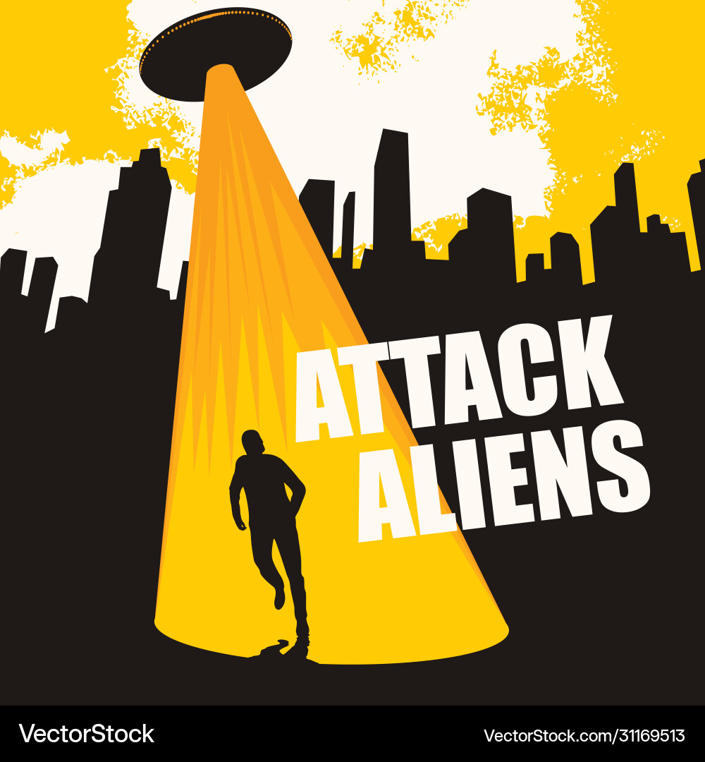Banner on theme aliens attack with a flying Vector Image