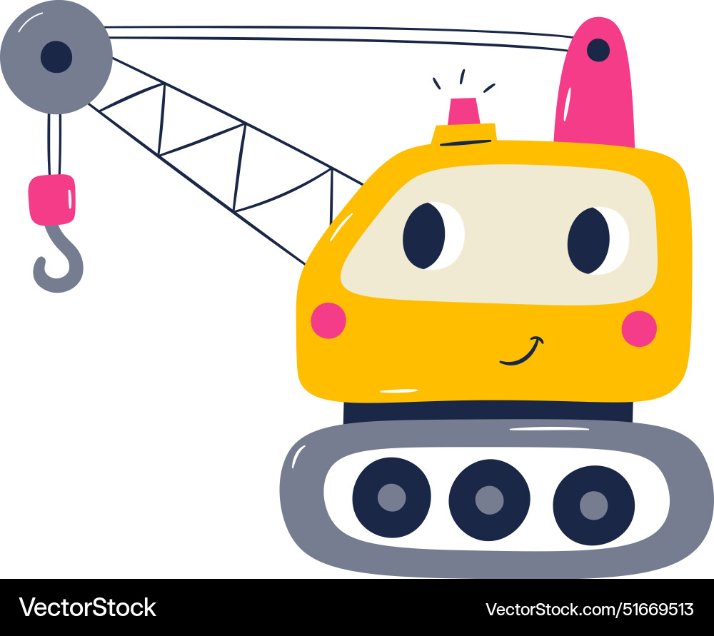 Crane character cartoon vehicle Royalty Free Vector Image