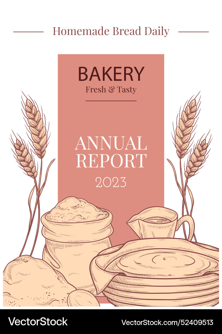 Engraving bakery shop annual report Royalty Free Vector