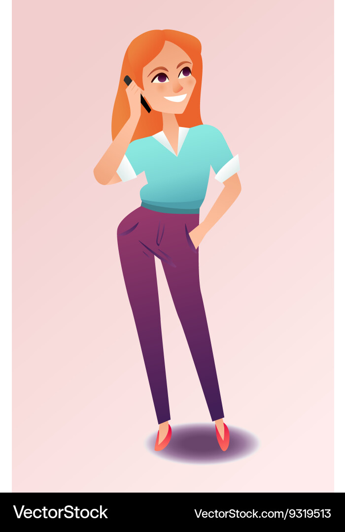 Girl talking on phone Royalty Free Vector Image