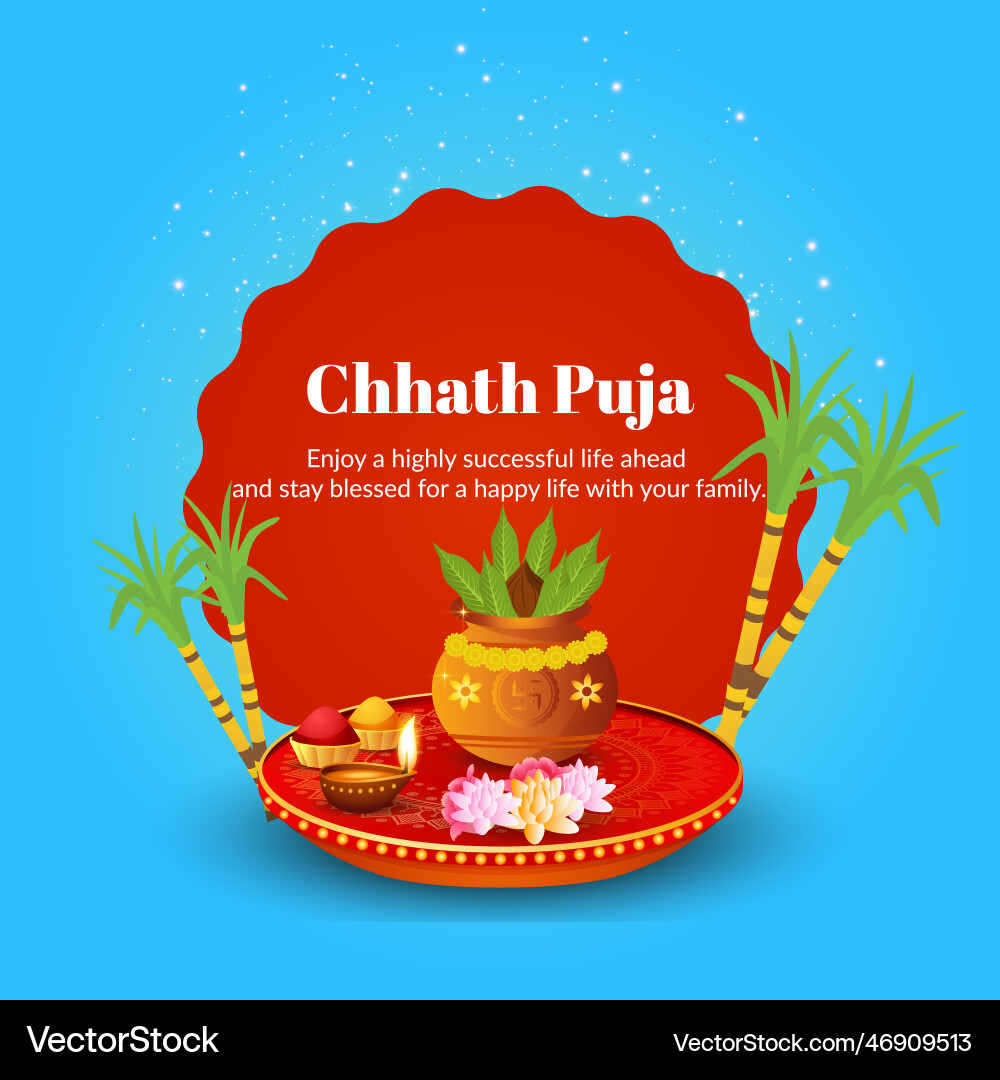 Happy chhath puja banner design template Vector Image