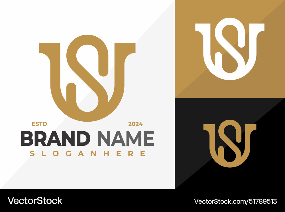 Letter us or su monogram logo design symbol icon Vector Image