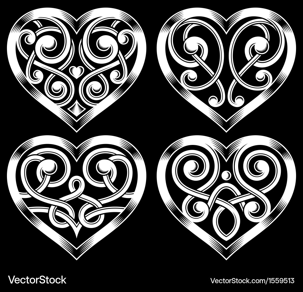 Set of ornate heart shape Royalty Free Vector Image