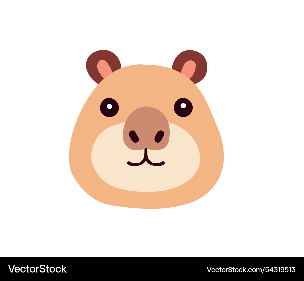 Simple capybara face on white Royalty Free Vector Image