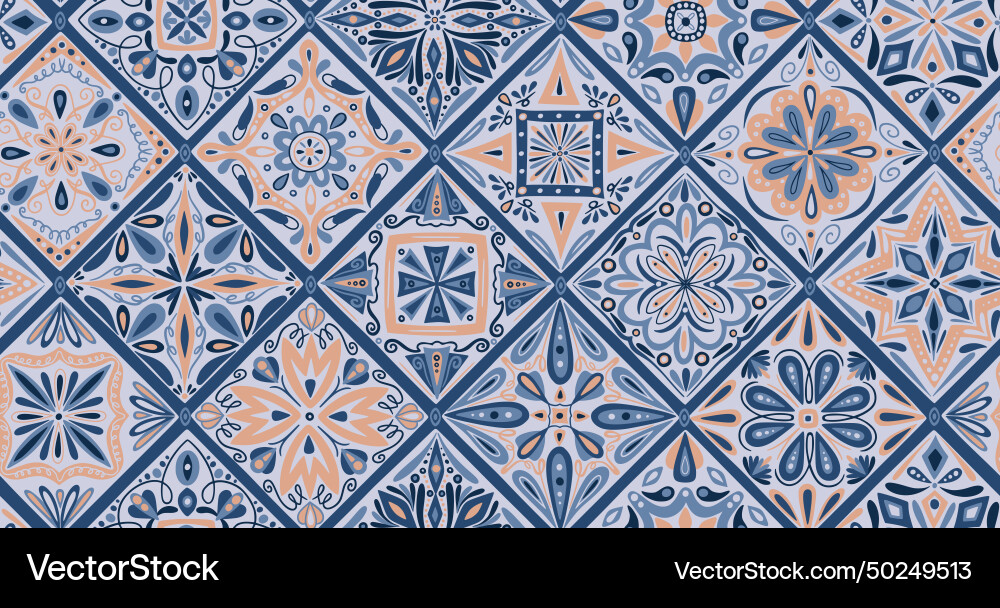 Turkish tile portugal decor seamless pattern Vector Image