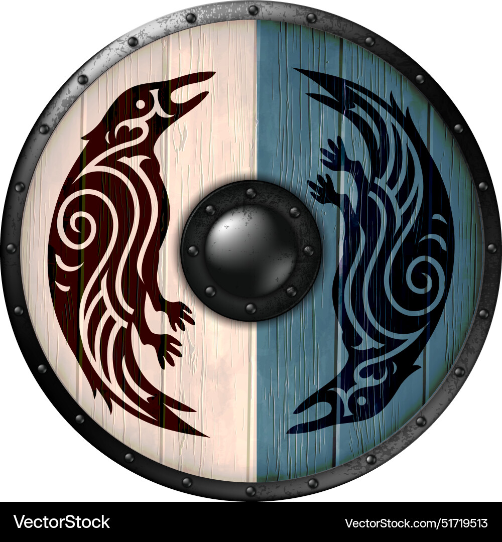Viking shield design a wooden bound Royalty Free Vector