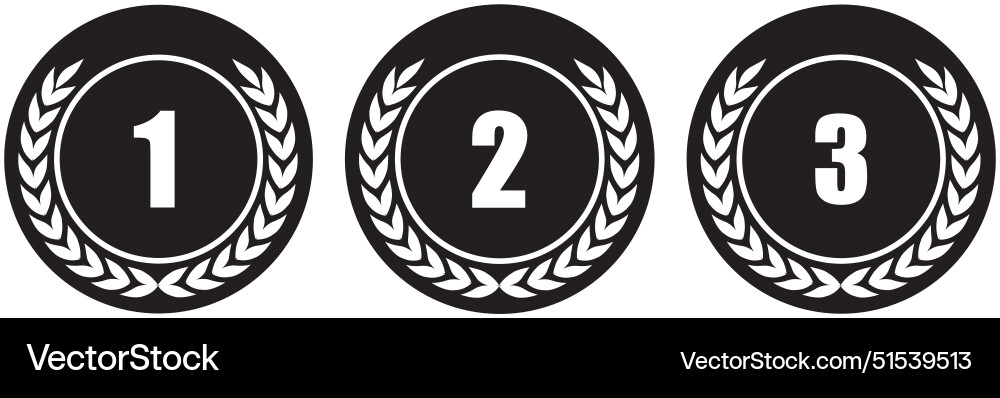 Winner medal first to third second Royalty Free Vector Image