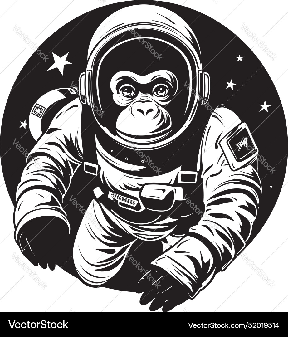 Astronaut ape odyssey icon cosmic capuchin Vector Image