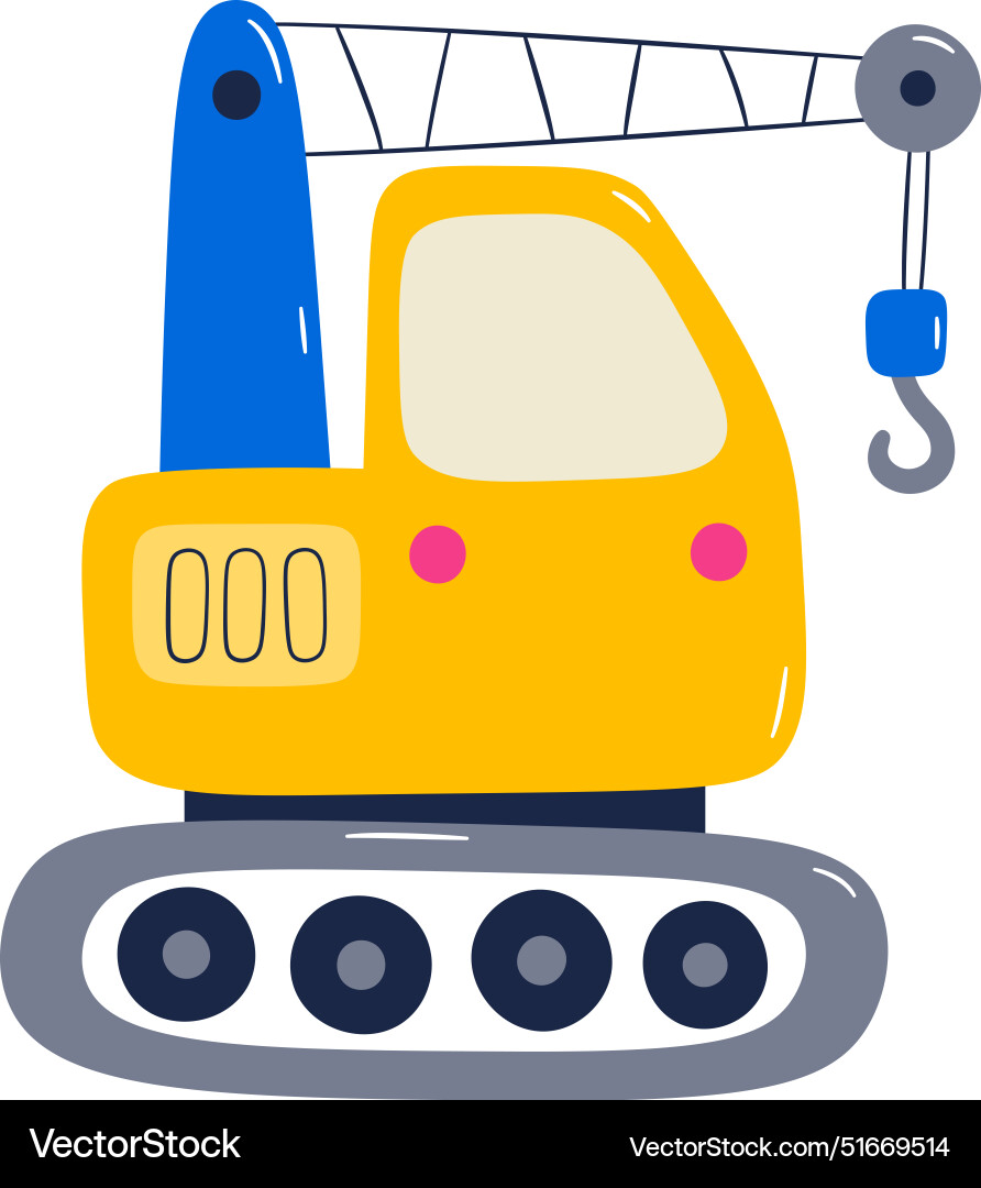 Crane construction cartoon vehicle Royalty Free Vector Image