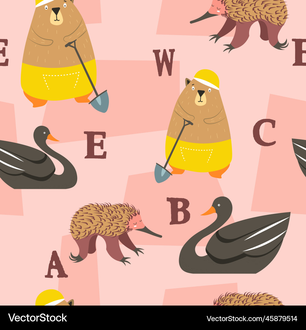 Cute animals with abc letters for learning pattern