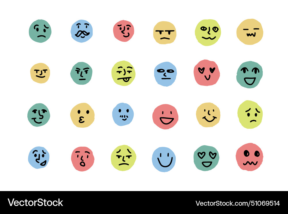 Doodle hand-drawn comic emotions grunge style Vector Image
