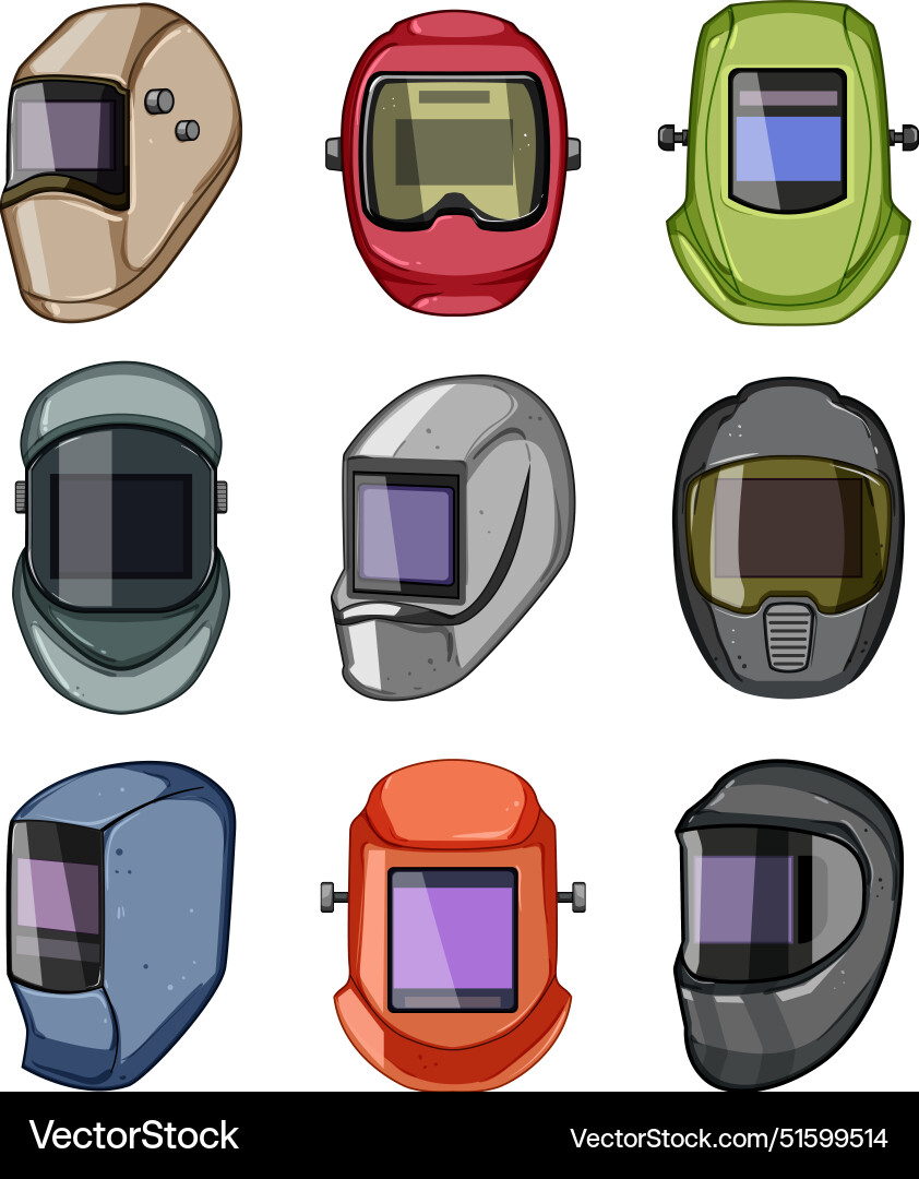 Helmet welding set cartoon Royalty Free Vector Image