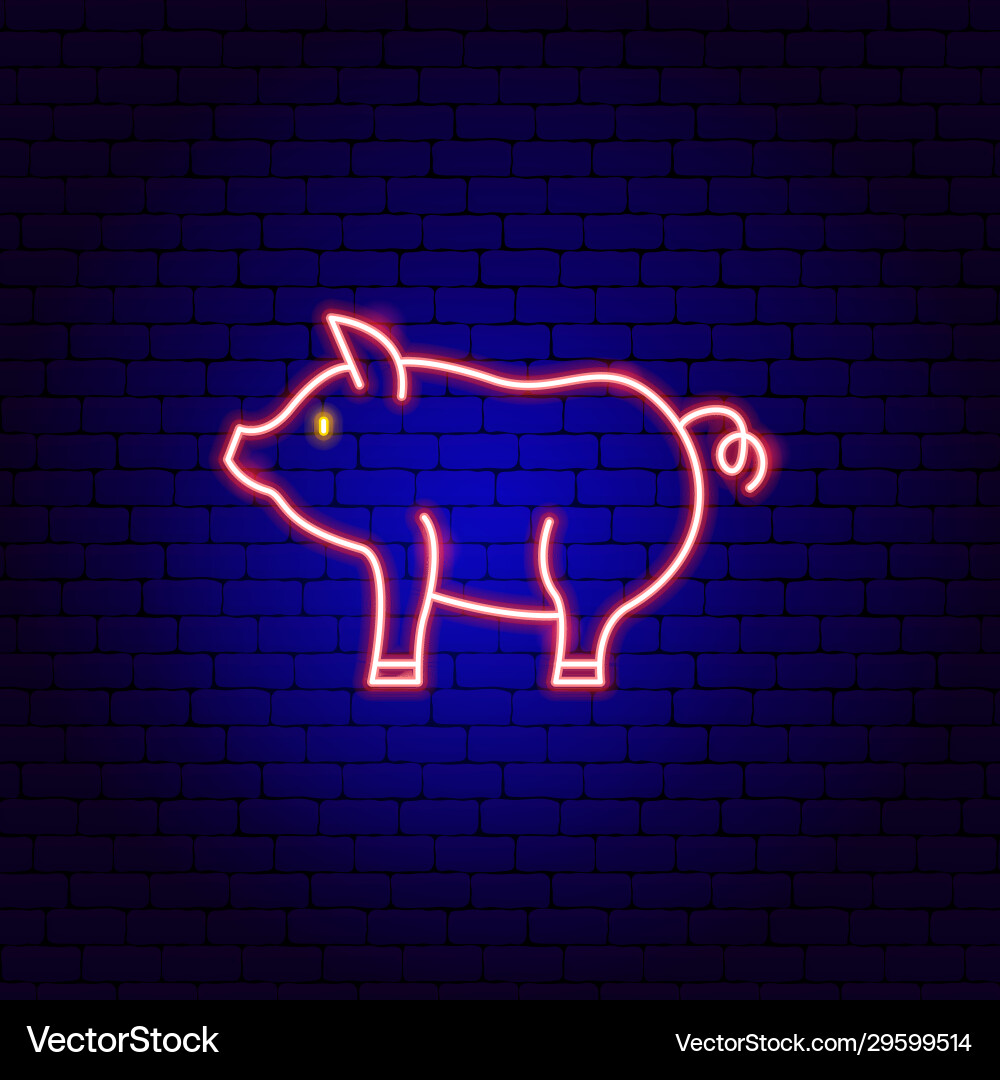 Pig pork neon sign Royalty Free Vector Image - VectorStock