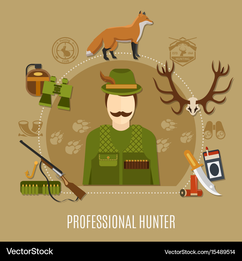 Professional hunter concept Royalty Free Vector Image