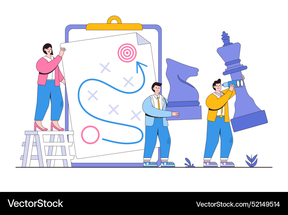 Strategy to win competition teamwork looking plan Vector Image