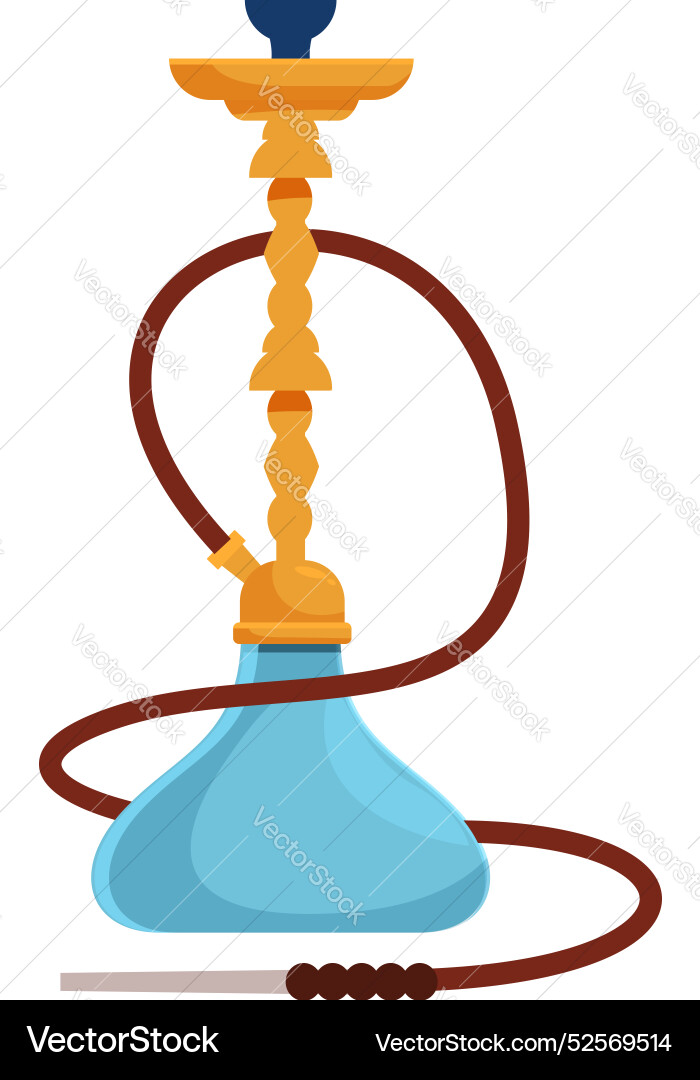 Traditional golden hookah pipe standing Royalty Free Vector