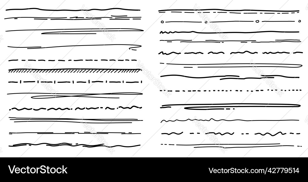 Underline scribble brush pencil pen marker lines Vector Image