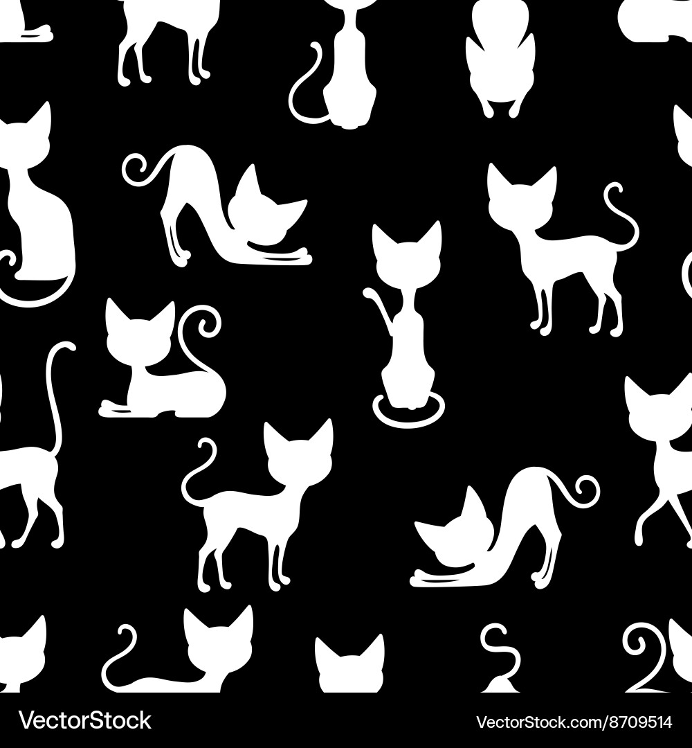 White cats seamless pattern Royalty Free Vector Image