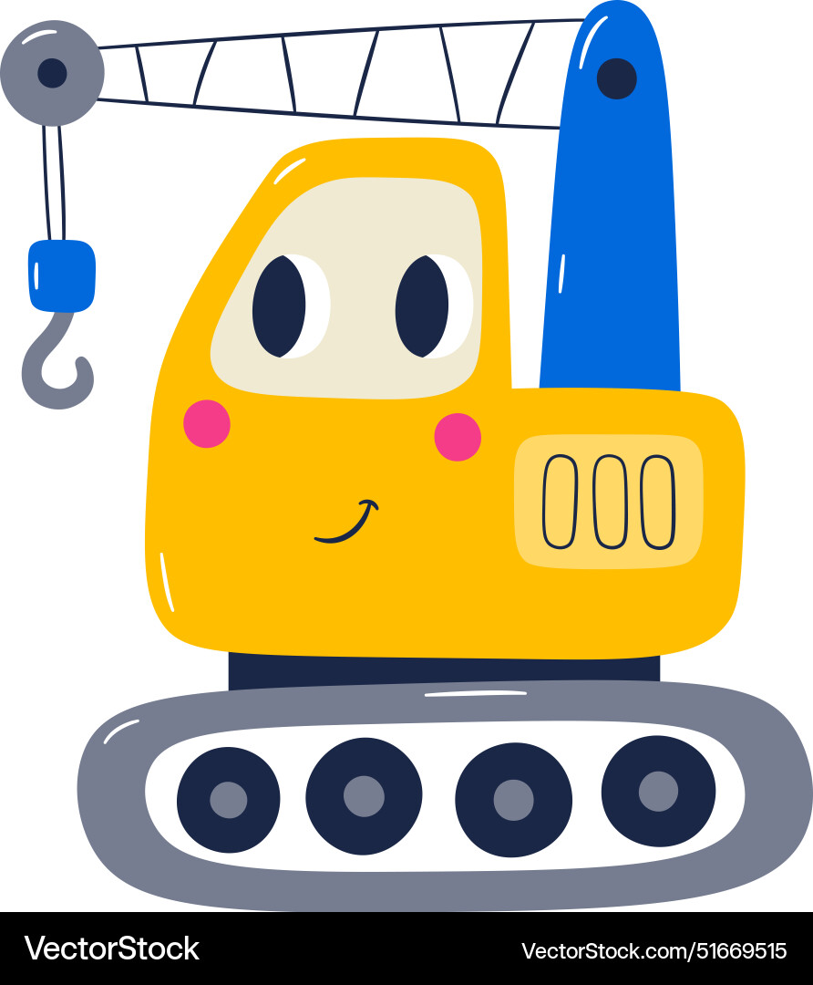 Crane character cartoon vehicle Royalty Free Vector Image