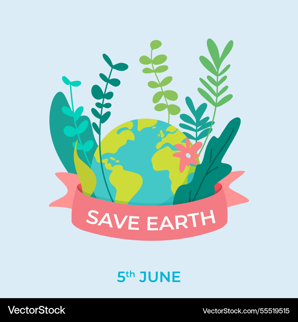 Cute planet earth postcard for world environment Vector Image