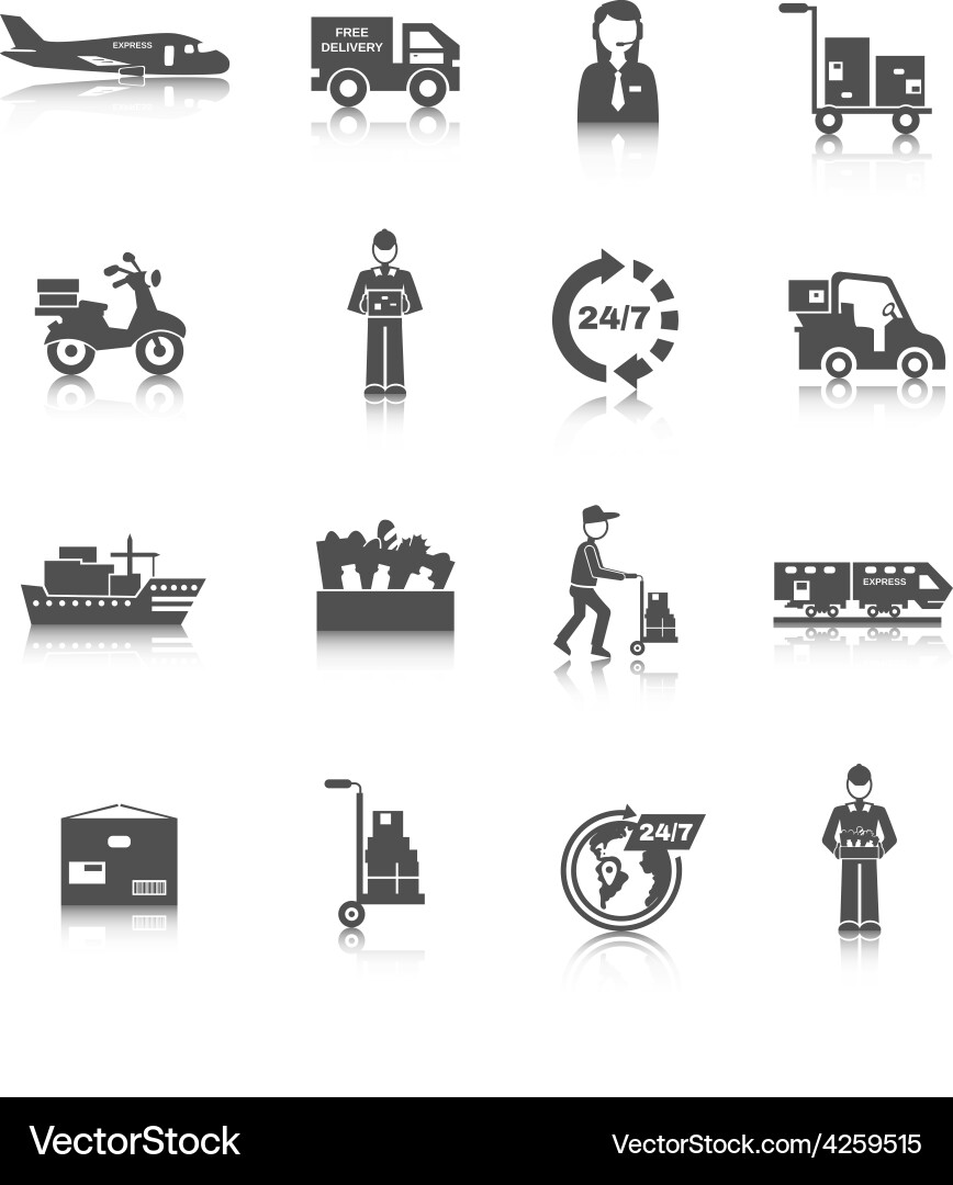 Delivery icons black Royalty Free Vector Image