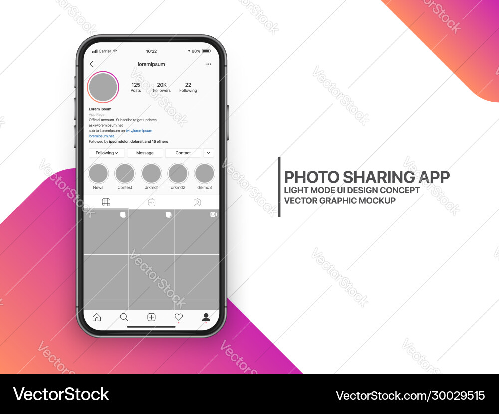 Design template photo sharing mobile app Vector Image