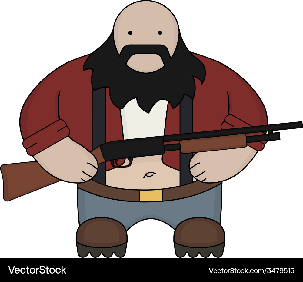 Fat redneck with shotgun Royalty Free Vector Image