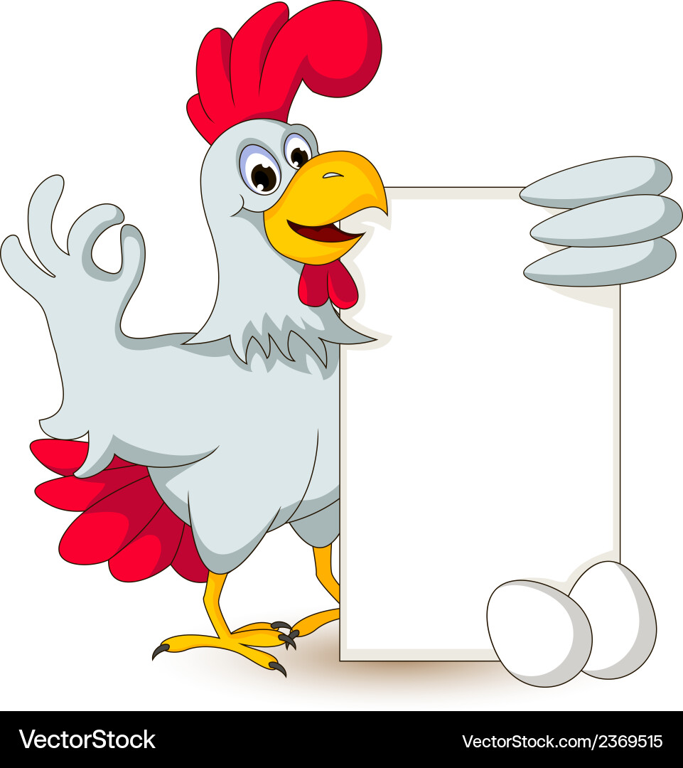 Funny chicken holding blank sign Royalty Free Vector Image