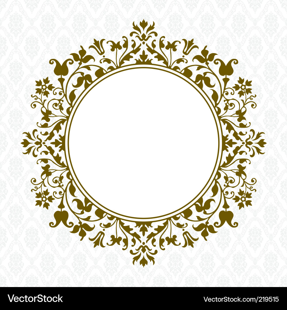 Gold round floral frame Royalty Free Vector Image