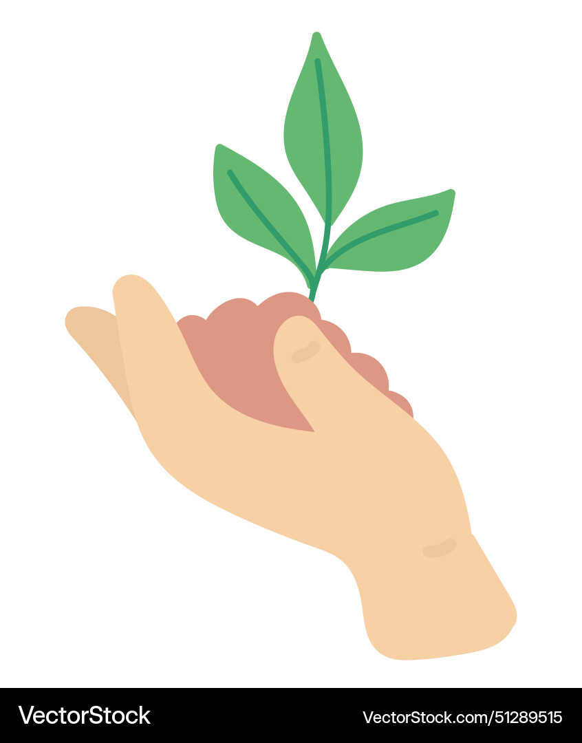 Green plant in hand flat design ecology Royalty Free Vector