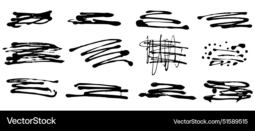 Hand drawn scribble line shapes set doodle Vector Image