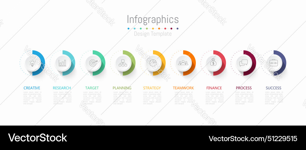 Infographic 9 options design elements Royalty Free Vector