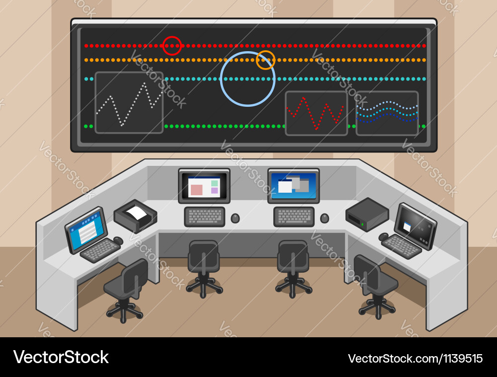 Isometric control center Royalty Free Vector Image
