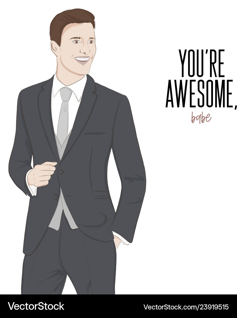 Man in suit business hand Royalty Free Vector Image
