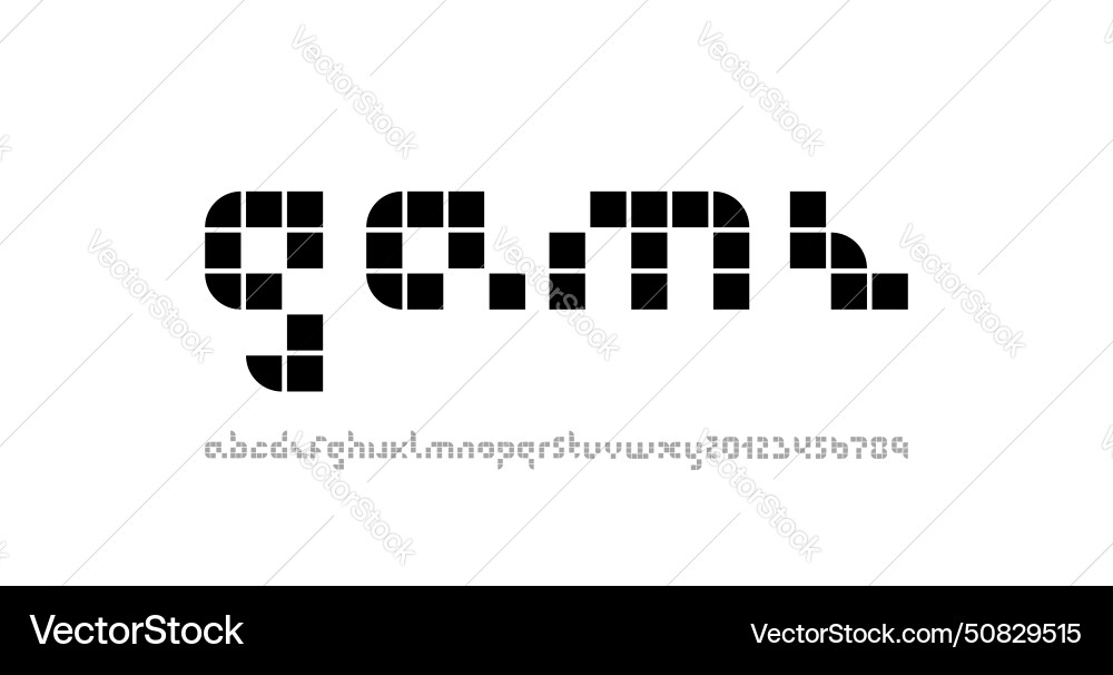 Mosaic font pixeled alphabet Royalty Free Vector Image
