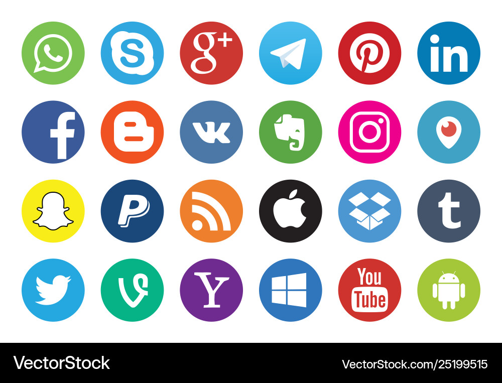 Set popular social media logos Royalty Free Vector Image
