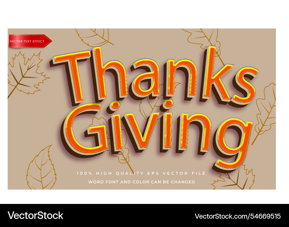 Thanks giving text effect Royalty Free Vector Image
