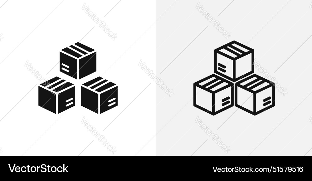 Boxes icon in solid and outline styles Royalty Free Vector