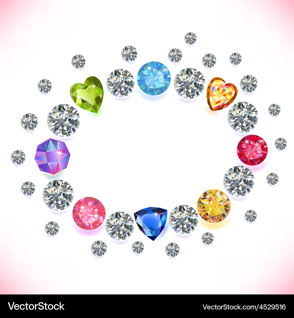Colored gems oval frame Royalty Free Vector Image