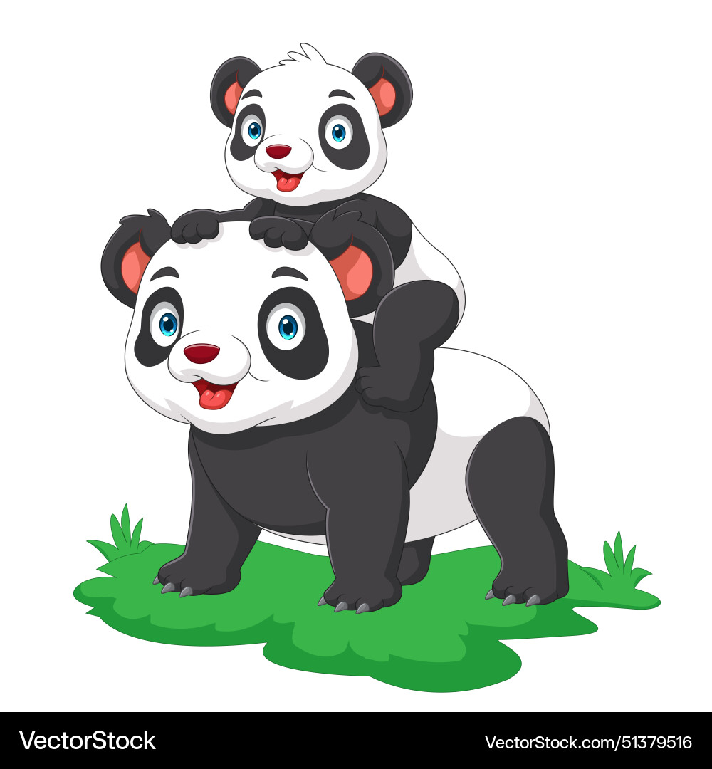 Cute mother and baby panda Royalty Free Vector Image